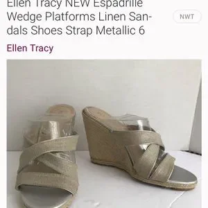 Ellen Tracy | Shoes | Ellen Tracy Linen Metalic Platform Wedge ...